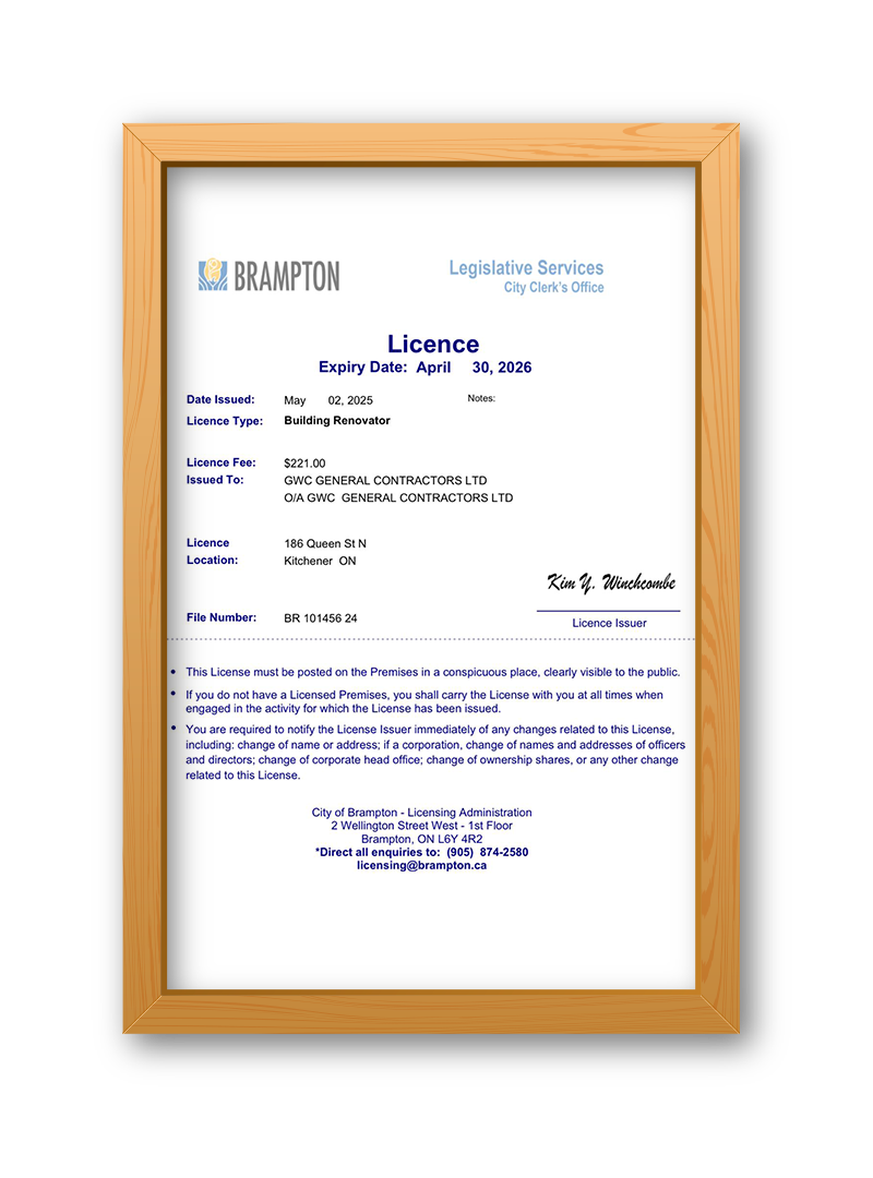 Licenses - GWC General Contractors